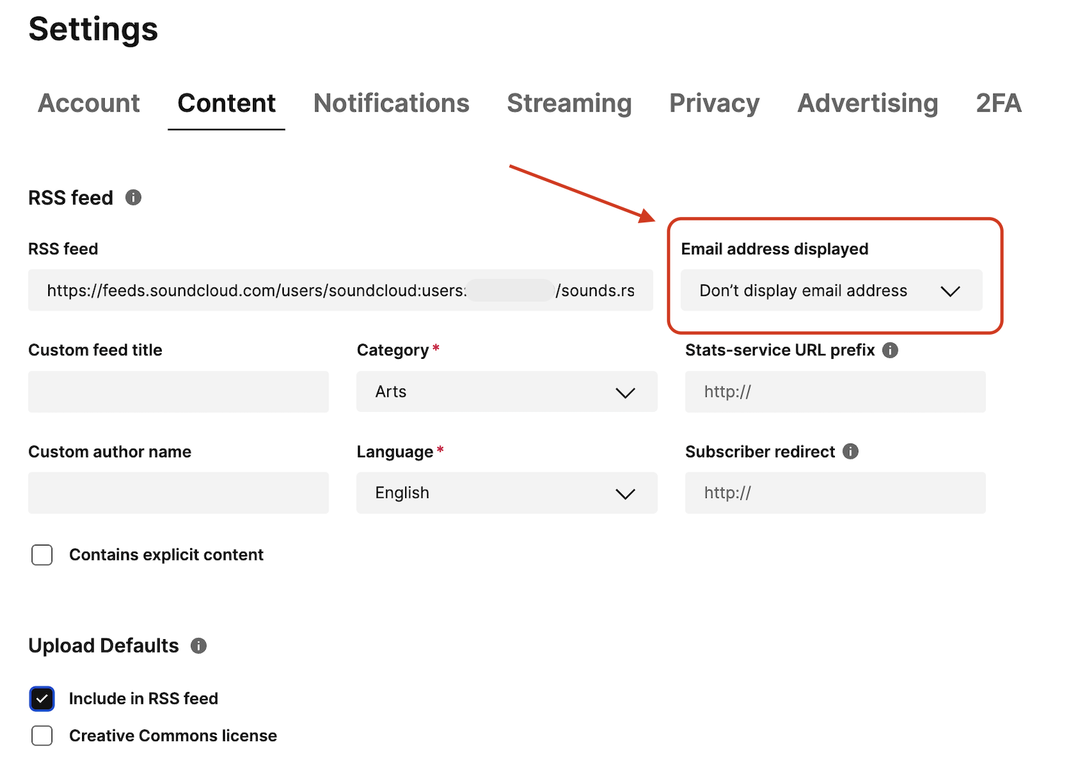 Changing the email address in your RSS feed – SoundCloud Help Center
