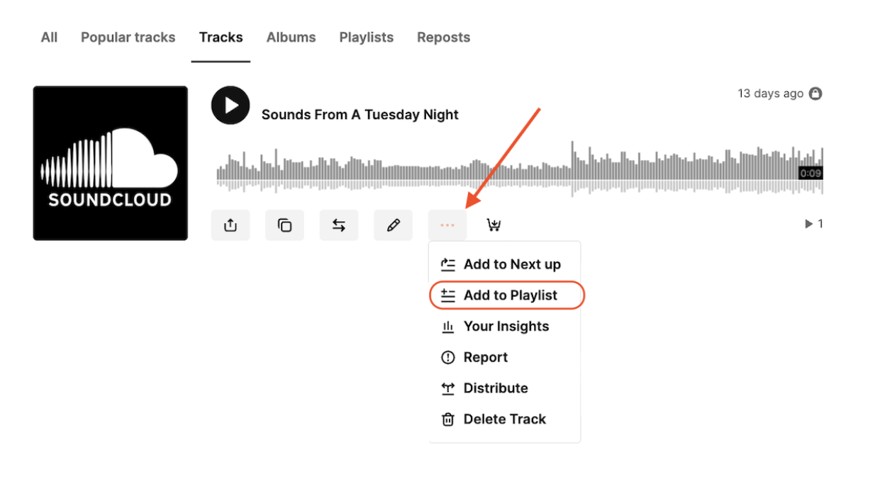 Removing tracks from a playlist – SoundCloud Help Center
