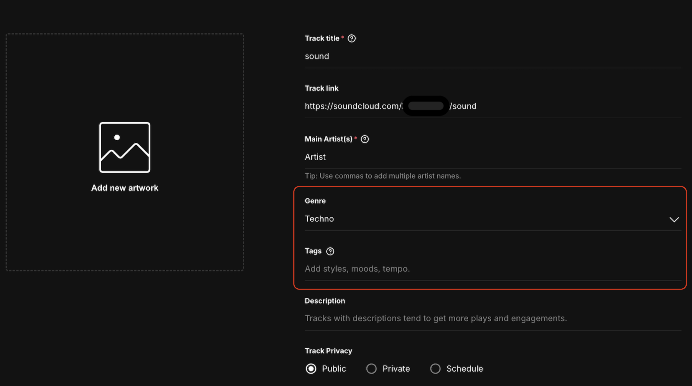 Adding a genre and tags when uploading a track – SoundCloud Help Center