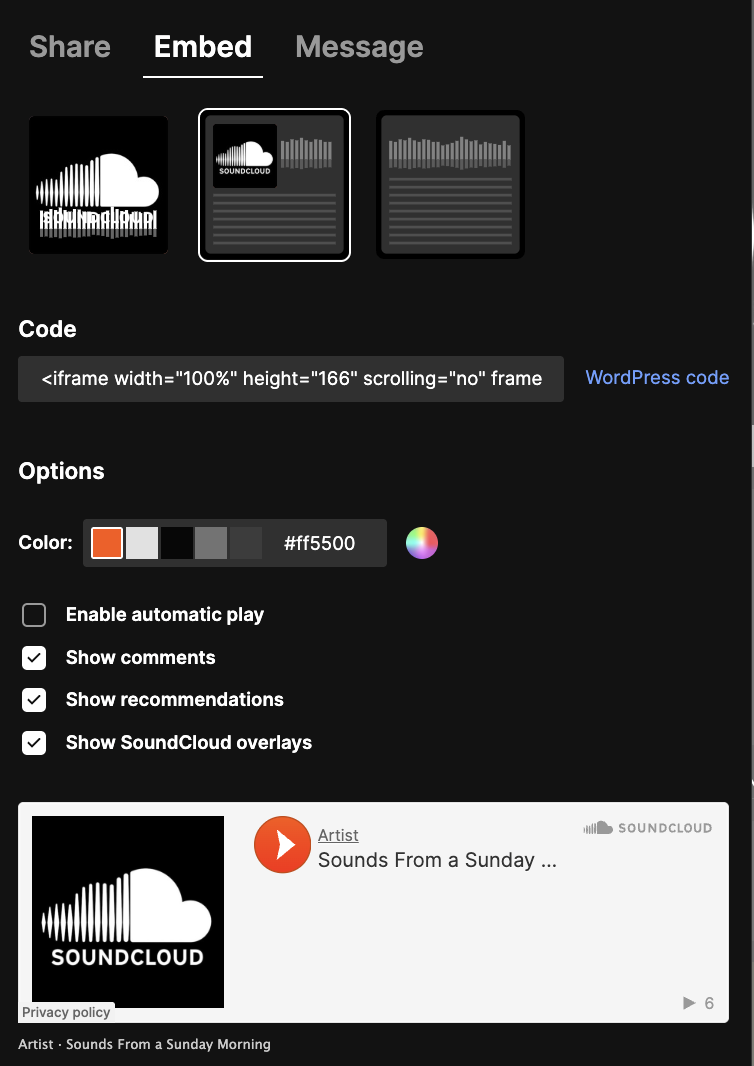 O player incorporado Visual – SoundCloud Help Center