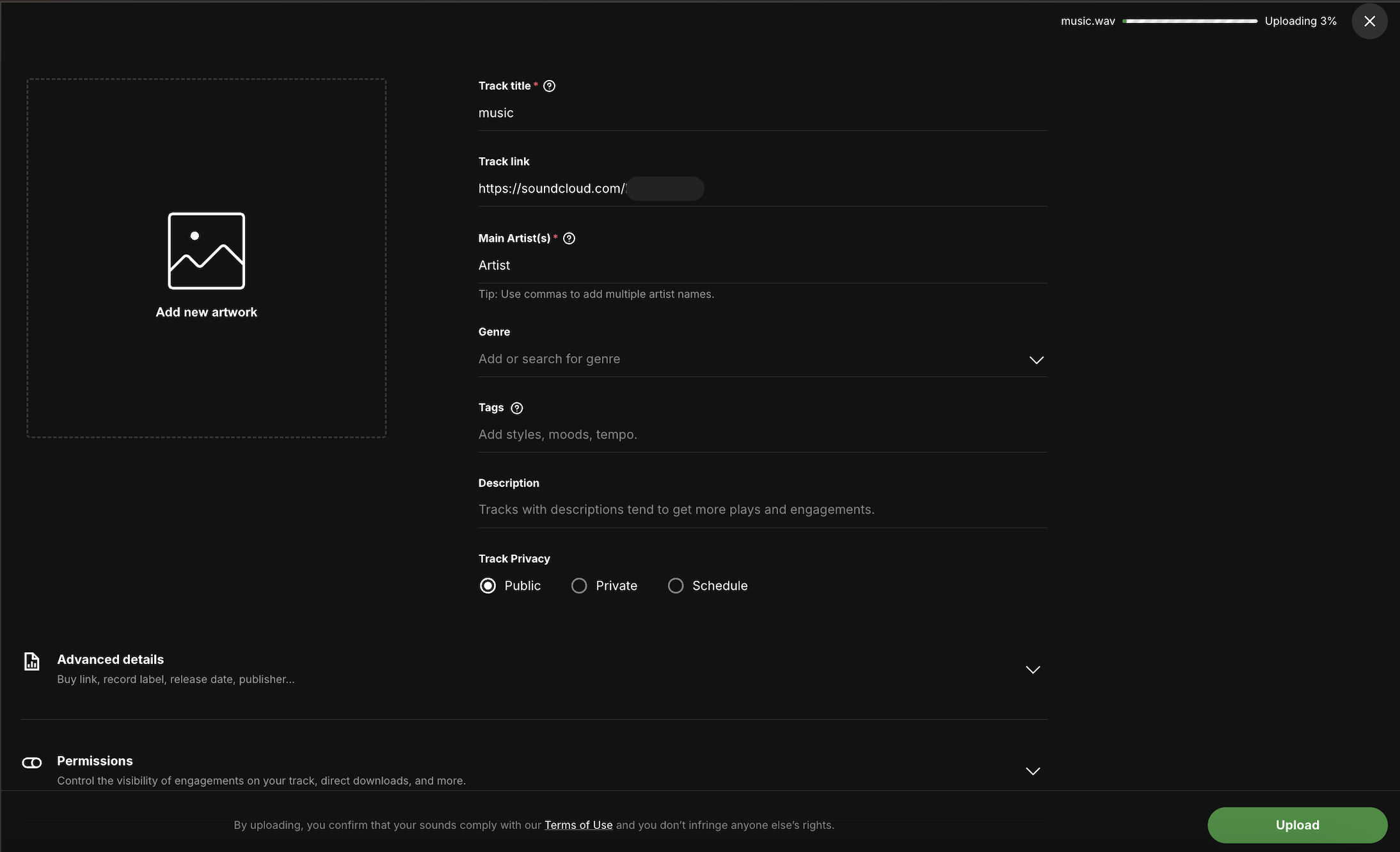 Adding an image when uploading a track – SoundCloud Help Center
