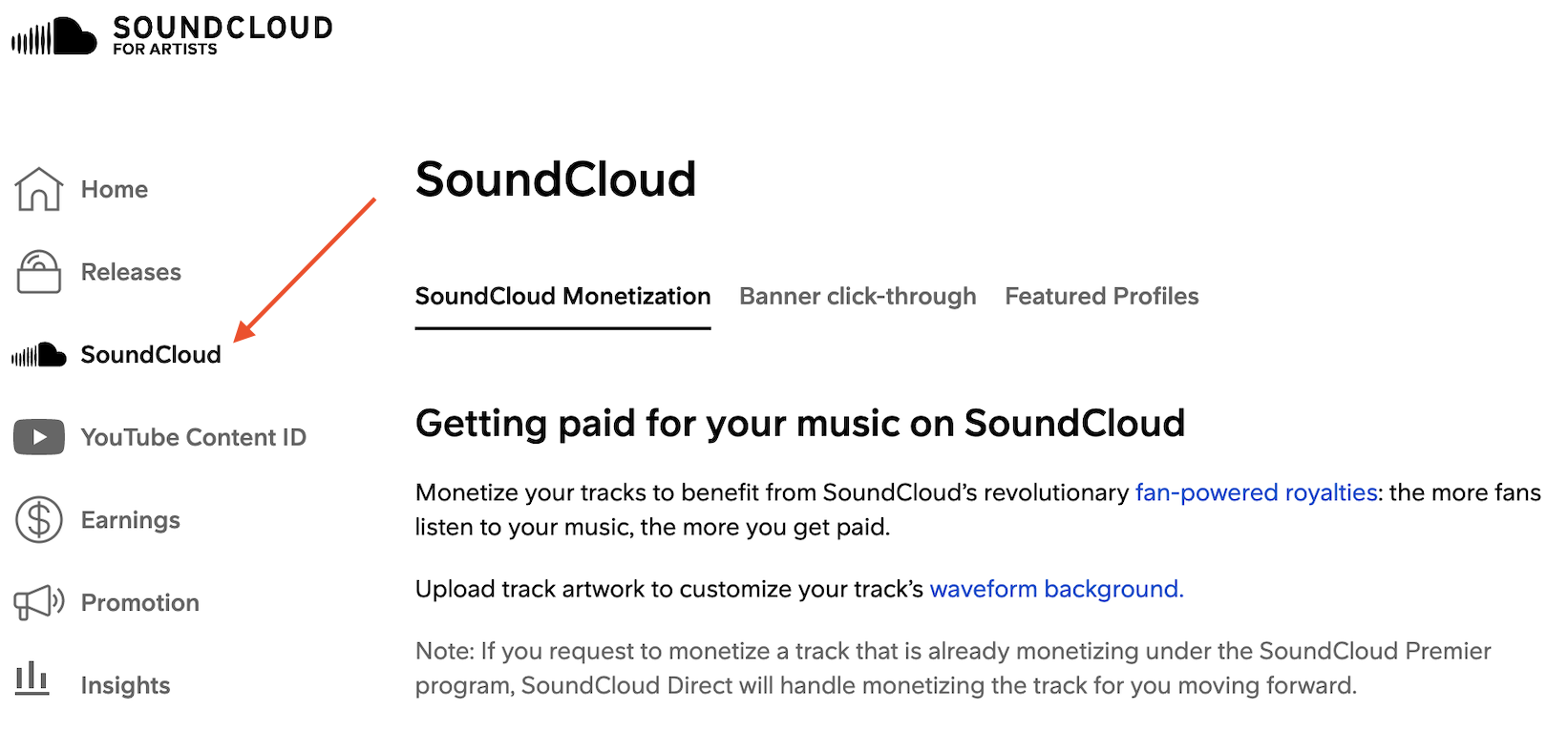 Enabling Monetization with SoundCloud for Artists dashboard – SoundCloud Help Center